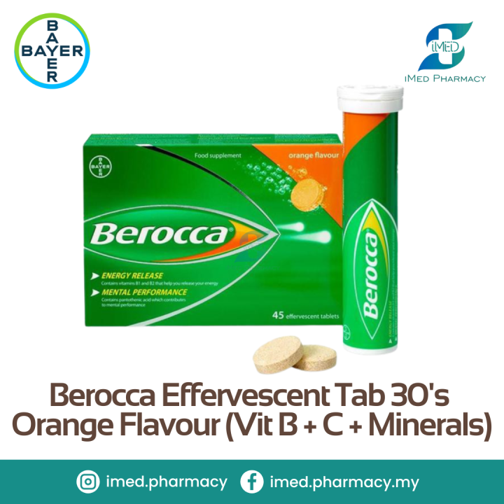 Berocca Efferverscent Orange Tablets 30's (Vitamin C, B, Calcium ...