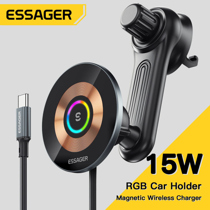 Essager 15W QI Car Wireless Charger Phone Holder Mount For iPhone 14 13 ...