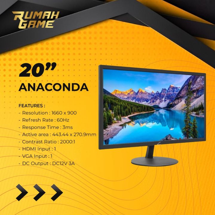 MONITOR LED ANACONDA HDMI VGA 60 Hz LED 19 inch 20 inch 21,5 inch - 20 ...