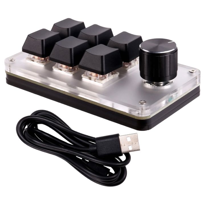 6 Key 1 Knob Copy Paste Mini Button Wired RGB Mini Mechanical Keyboard ...