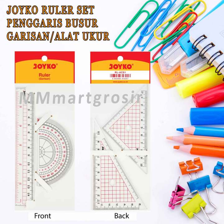 Joyko Ruler Set / 1 Set Penggaris Busur / Garisan Joyko / Alat Ukur ...