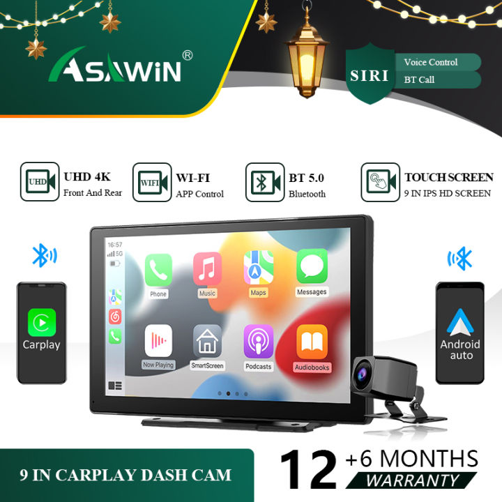 Wireless Apple Carplay 4K เครื่องบันทึกการขับขี่ WIFI Bluetooth Android ...