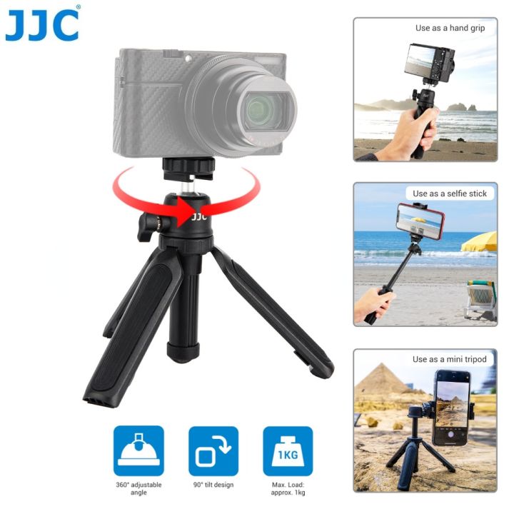 JJC 3-in-1 Hand Grip Mini Tripod with 1/4"-20 Thread Socket & Cold Shoe ...