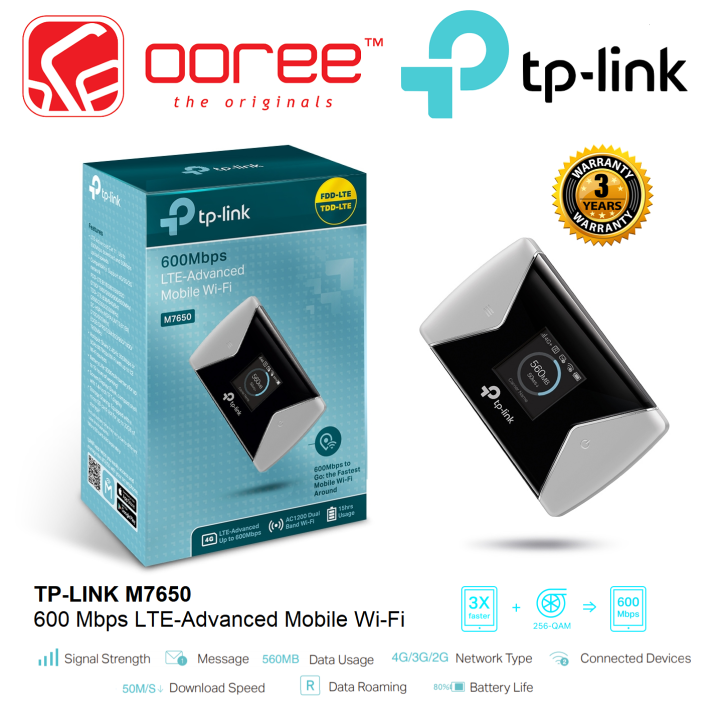 TP-LINK M7650 600MBPS 4G LTE ADVANCED MOBILE WI-FI WITH 1 MICRO SIM /SD ...