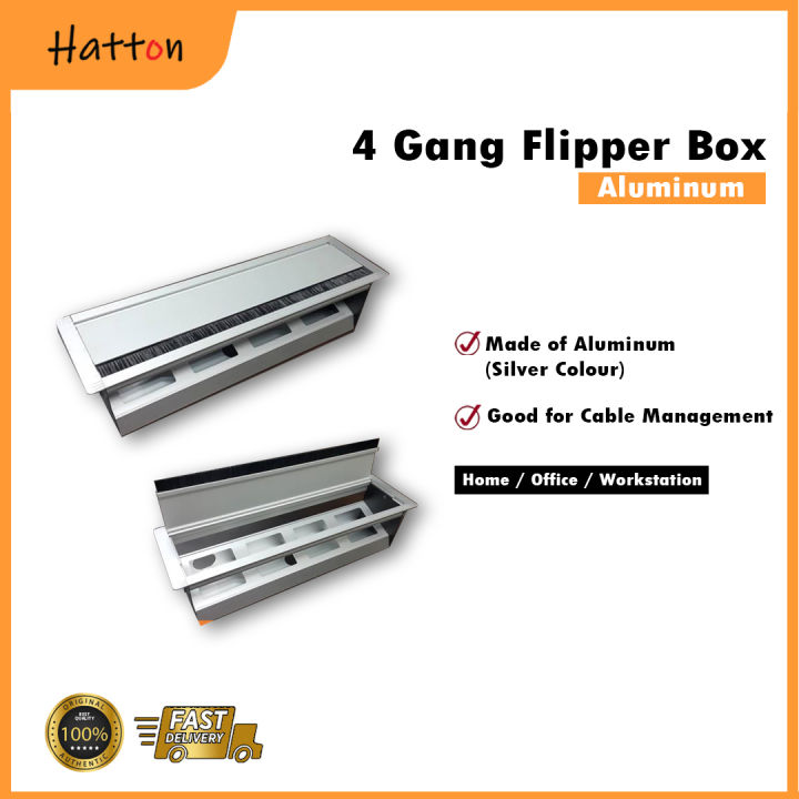 Hatton Flipper Box | 4 Gang Socket | Aluminum | For Meeting Table ...