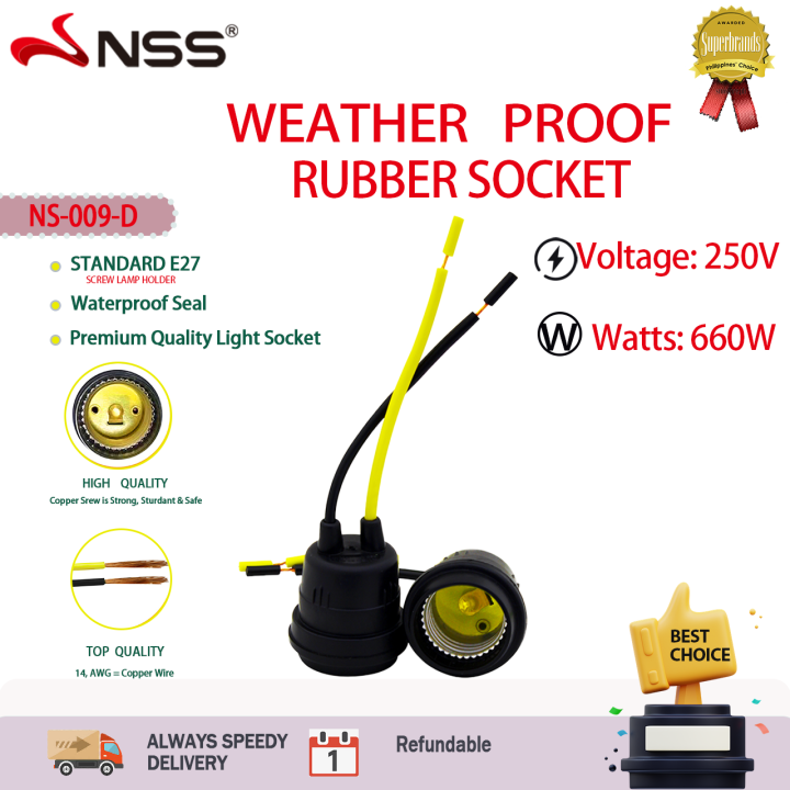 NSS ★E27 Weather proof Rubber Socket Bulb Holder LED Light Bulb Lamp ...