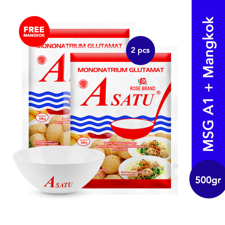 Rose Brand - MSG A Satu 1 KG (2 Bungkus 500 Gram) Free Mangkok | Lazada ...