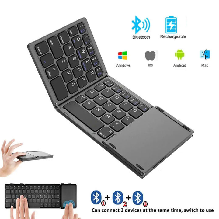Keyboard wireless folding keyboard Bluetooth foldable keyboard with touchpad for Windows Android ...