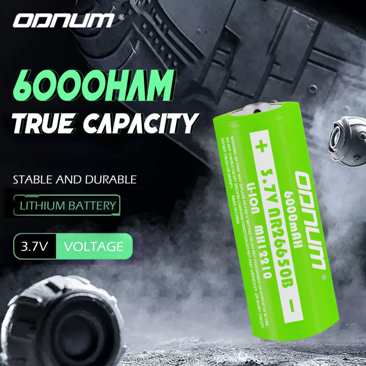 ODNUM rechargeable lithium battery 26650 model 3.7V 6000mAh high ...