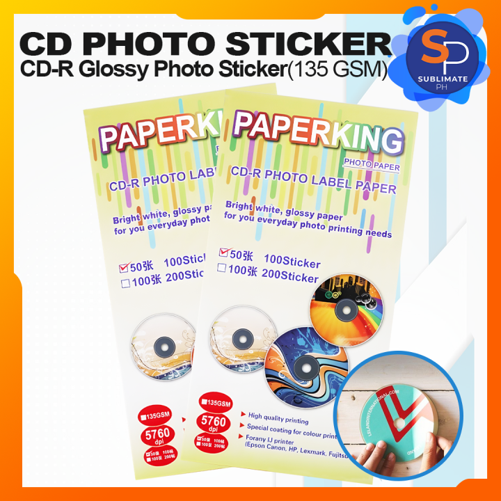 CD Printable Label Photo Sticker 50 Sheets/Pack 135gsm CD-R Waterproof ...