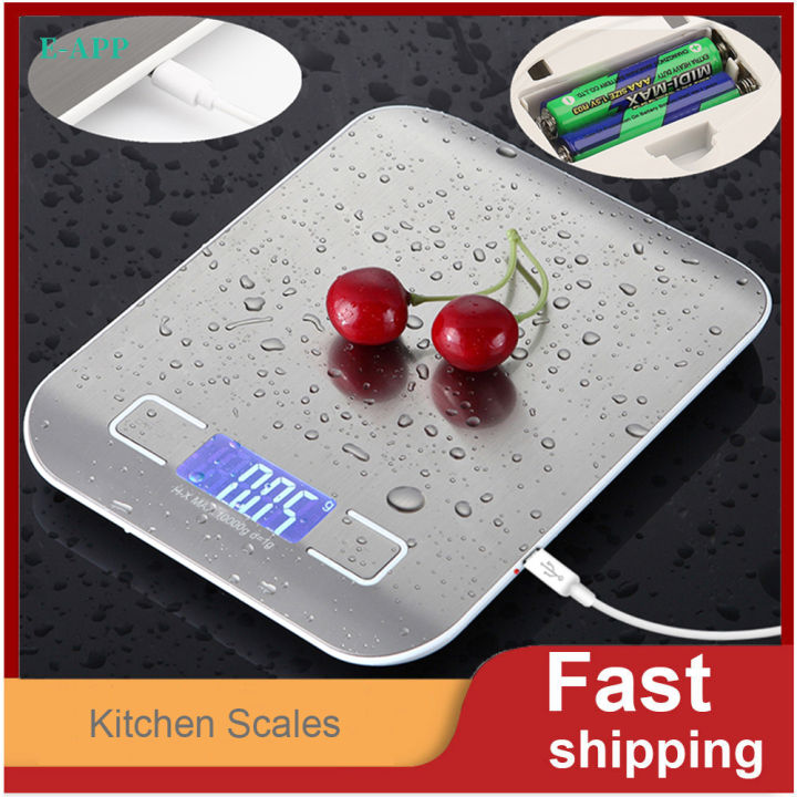 Stainless Steel Digital USB Kitchen Scales 10kg/5kg Electronic ...