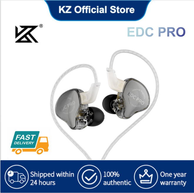 KZ EDC PRO เฮดโฟนแบบเสียบหูเบสขนาดใหญ่แบบไดนามิกมืออาชีพความไวสูงผ้า ...