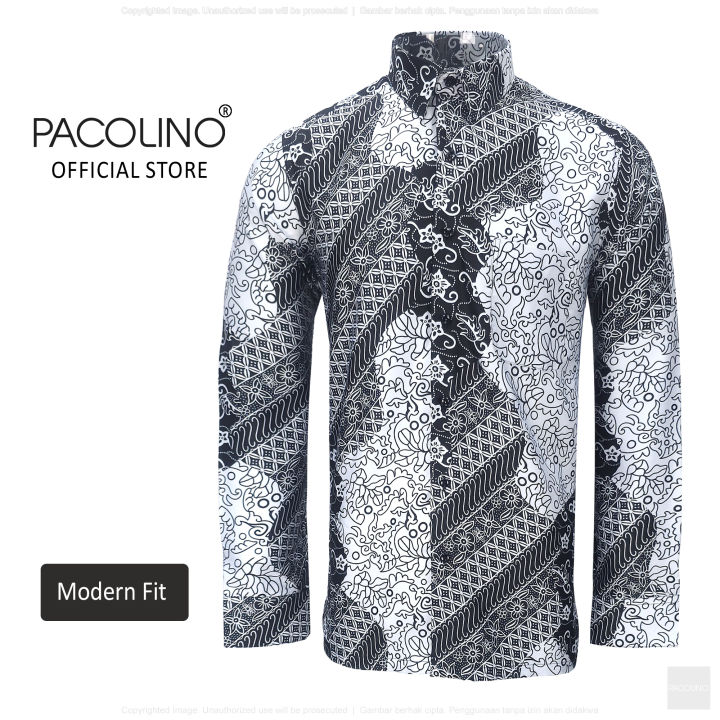 Pacolino - (Modern Fit Cutting) Black Color Malaysia Men Batik Long ...