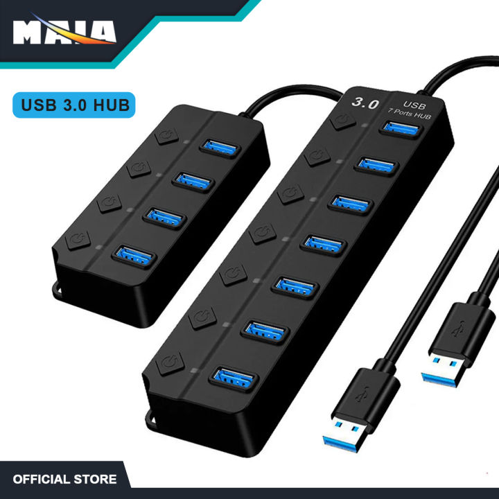 MAIA 4/7 Port USB 3.0 Power Adapter Multi USB Splitter Hub with Switch ...