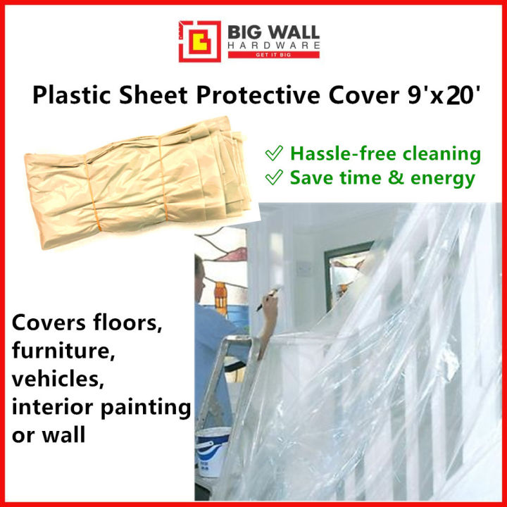 Multipurpose Plastic Sheet Protective Cover 9'x20' (Big Wall Hardware ...
