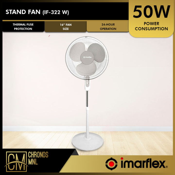 Chronos | Imarflex IF-322 W Stand Fan with 3-Speed Settings | 5 Year ...