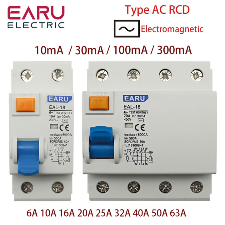 2P 4P 10/30/100/300mA Type AC RCCB RCD ELCB Electromagnetic Residual Current Circuit Breaker ...