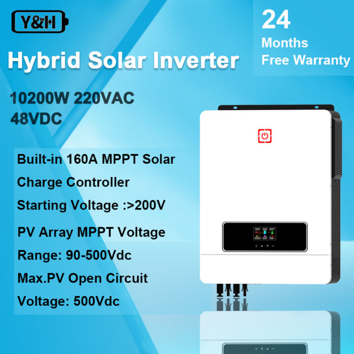 Y&H 10.2KW On/Off grid Hybrid Inverter Built-in 160A Charge Controller PV Max 500V Input DC48V ...
