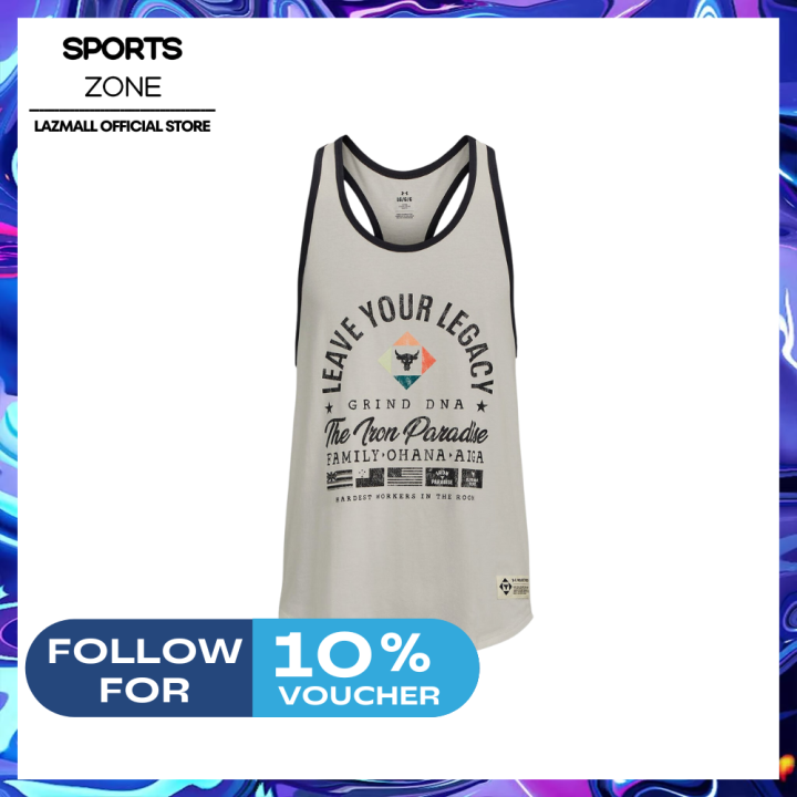 Under Armour UA Project Rock Legacy Tank - Men Running Singlet (White ...