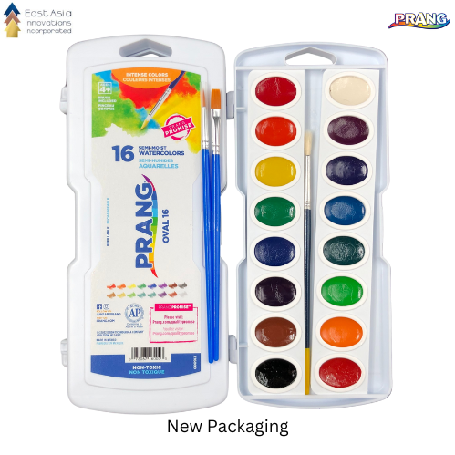 Prang Watercolor Set 16 Colors New Packaging w/ free 2 brushes 9.5x4 ...