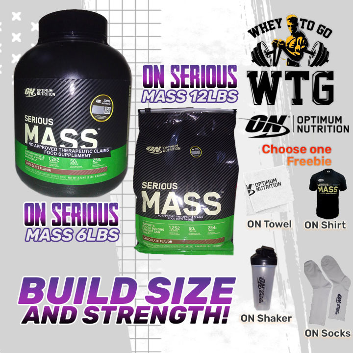 Optimum Nutrition ON Serious Mass Gainer 6lbs and 12lbs + Free ON ...