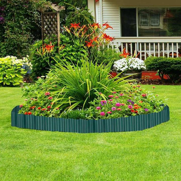 Garden grass lawn edge edging border fence wall driver way roll path ...