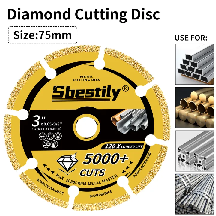 3 Inch 75mm Diamond Cutting Disc 3/8 Inch Bore Metal Cutting Tool For ...