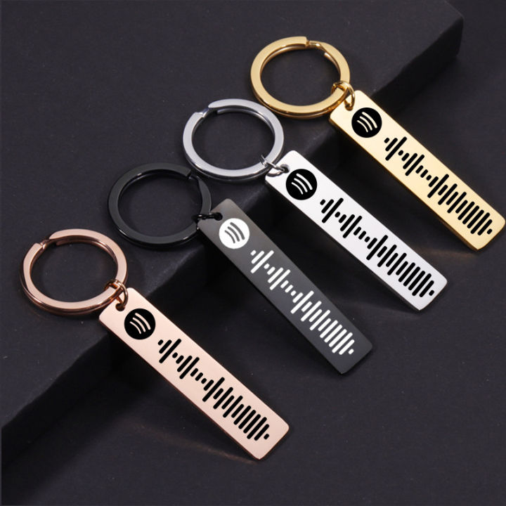 Personalized Music Spotify Scan Code Keychain for Women Men Stainless ...