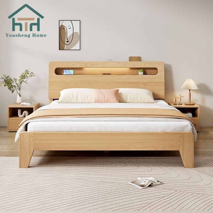 Ready stock Nordic Solid Wood Bed Double 1.8x2 Meters Master Bedroom ...