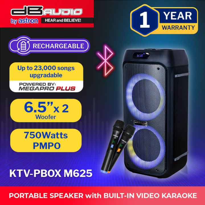 DB Audio By Astron KTV PBOX M625 Portable Speaker with Built-in Video Karaoke - Rechargeable ...