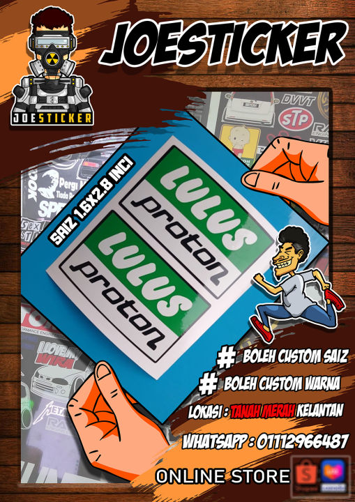 sticker lulus untuk proton jenis potong saiz 1.6x2.8 inci (dapat ...