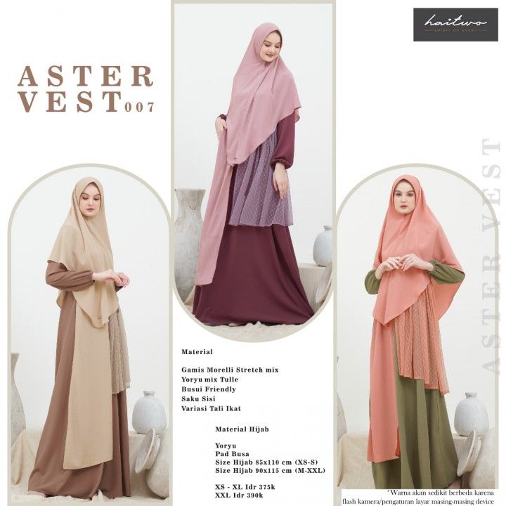 HAITWO | Gamis Syar'i Haitwo | Dress | Gamis | Aster Vest 007 ...