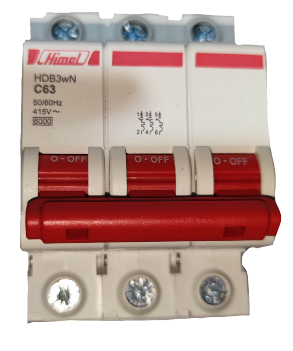 63A 3 Pole Miniature Circuit Breaker 6 KAIC, 63A 3P 220V Miniature Circuit Breaker (Himel ...