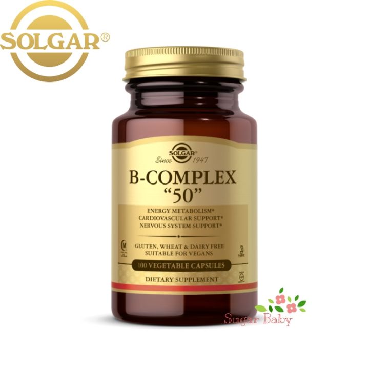 Solgar B-Complex 50 (100/250 Vegetable Capsules) วิตามินบีรวม (100/250 ...