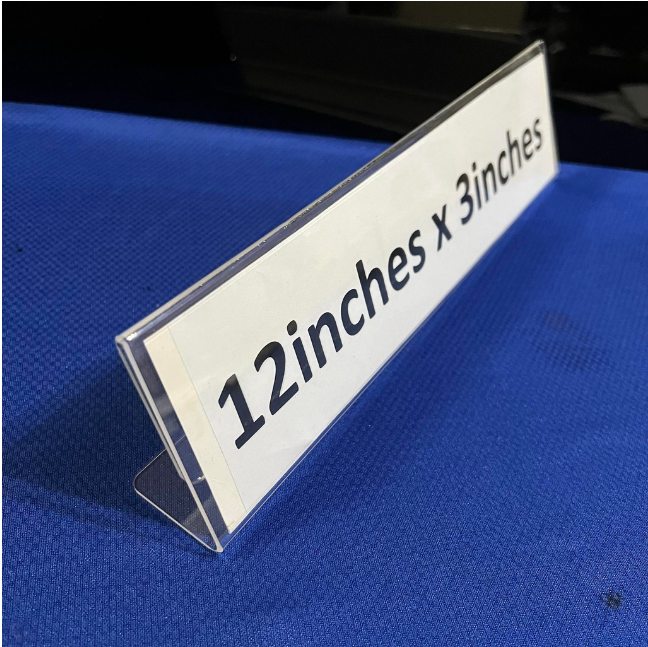 12x3" Premium Acrylic Desk Name Plate Holder with Clear Cover and L ...