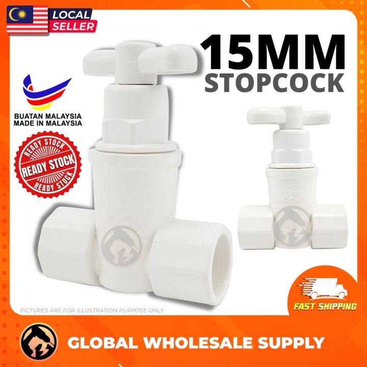 KW PREMIUM 15mm / 1/2 " PVC Water Tap 2 Way Socket Stopcock Kepala Paip Air Tandas Pili Paip Air ...