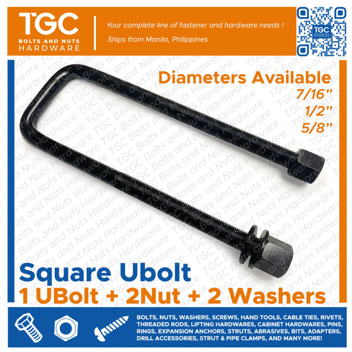 1SET 1/2 , 9/16 , 5/8 Square UBolt for Automotive U Bolt / Square U ...