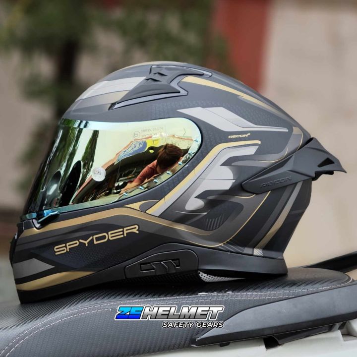 SPYDER RECON 2 XENON (Matte black/Gold) FULL FACE - DUAL VISOR (with ...
