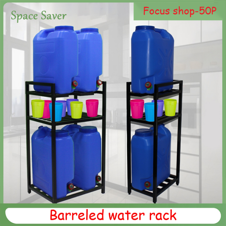 Water shelf Water gallon rack/stand with an additional layer for cups ...