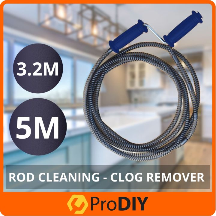 5M / 3.2M Clog Free Spring Set Cleaner Spiral Pipe Cleaning Rod Sink ...