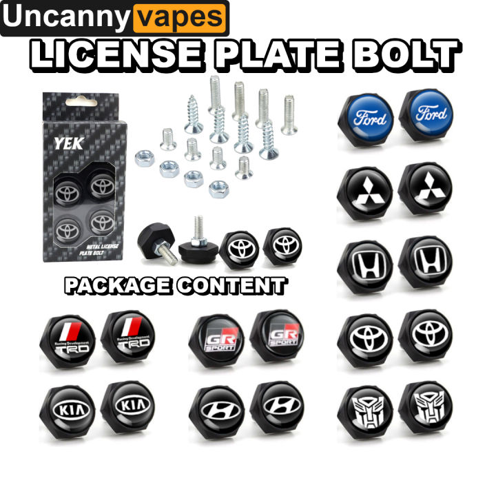 Metal License Plate Number Bolt/Screw/Nuts 4PCS Toyota Ford Honda ...