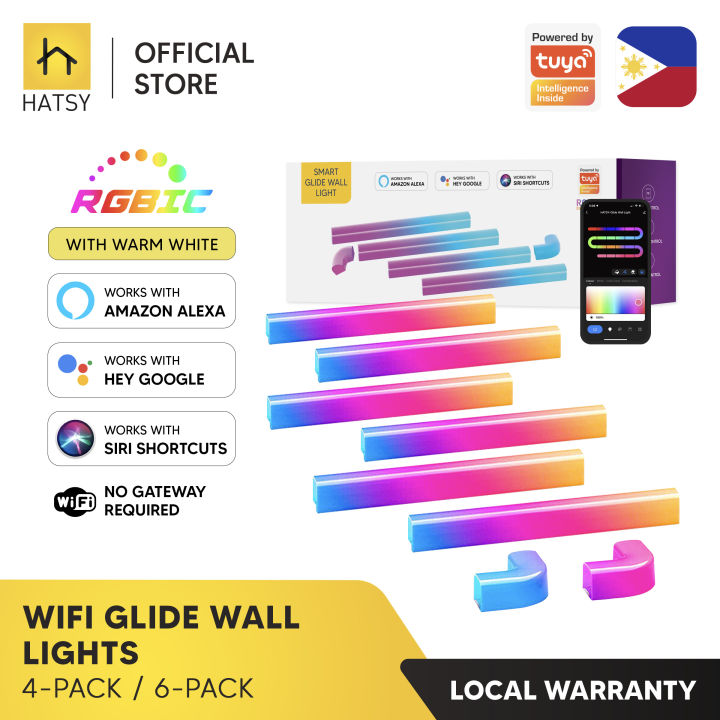 HATSY - Wi-Fi Smart RGBIC Glide Wall Light, With Warm White, Works with ...