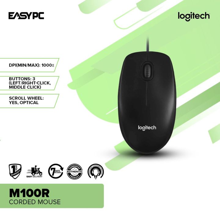 EasyPC | Logitech M100r Corded Mouse Basic Mouse for Laptop and Desktop ...