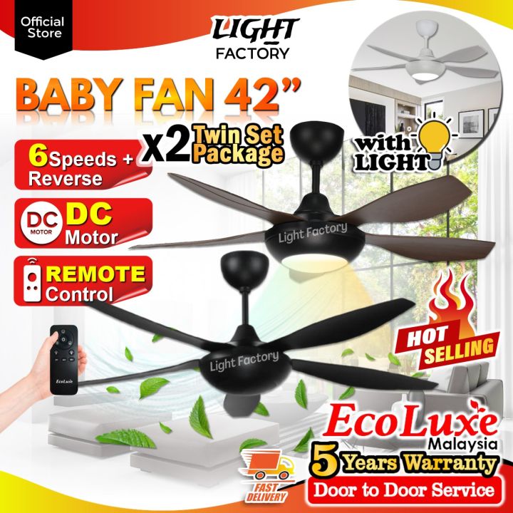 [TWIN PACK] ECOLUXE E502 42" DC Baby Fan | E512 42" 5 Blades 6 Speeds ...