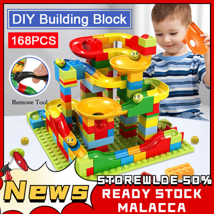 Educational 168PCS Marble Race Run Big Block Compatible city Building ...