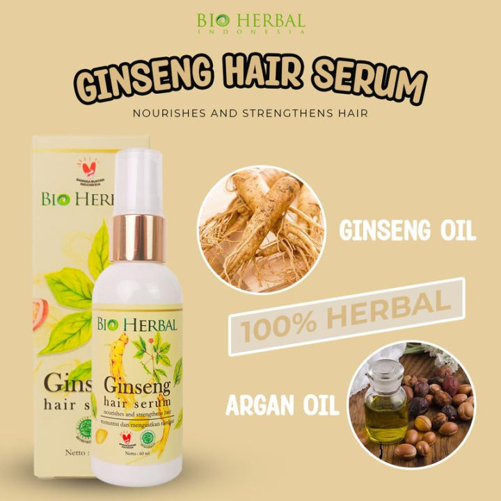 Bio Herbal Ginseng Hair Serum Perawatan Rambut Rontok Ketombe | Lazada ...