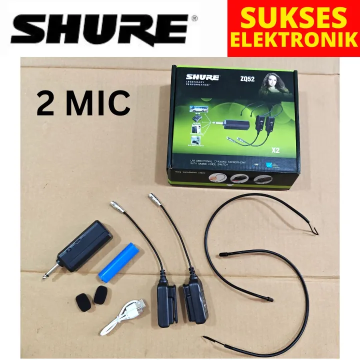 MIC BANDO WIRELESS TANPA KABEL SHURE ZQ52 ISI 2 / MICROPHONE KUPING MIK ...