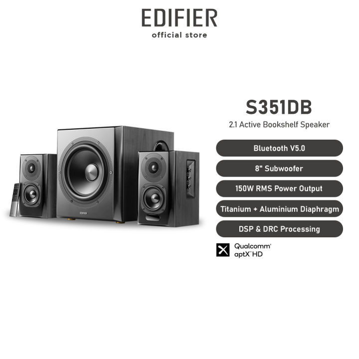 Edifier S351DB 2.1 Speakers - Bluetooth V5.1 | 8" Subwoofer | Titanium ...