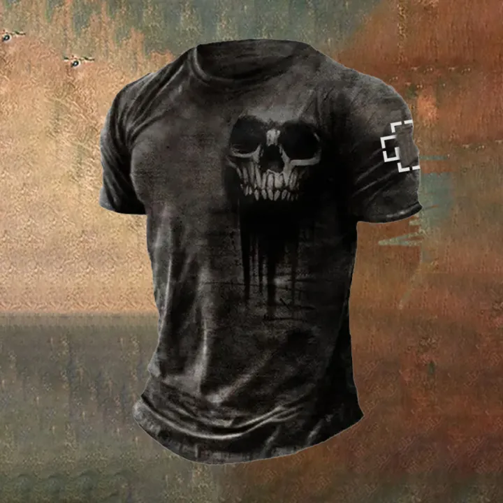 XS-5XL2024 Men's Skull Print 3d T Shirt Street Casual Loose Creative ...