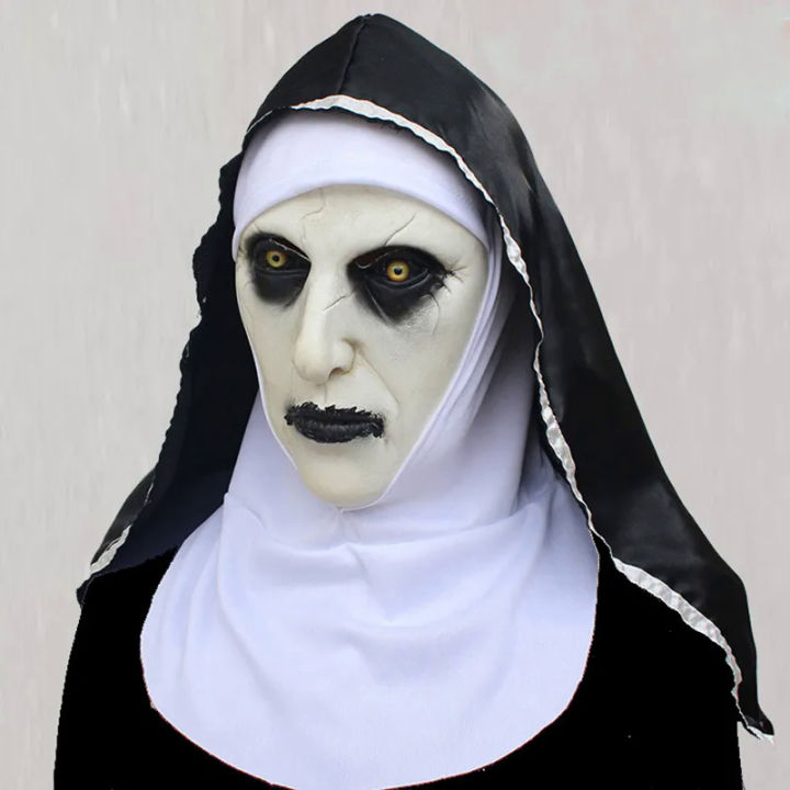 Halloween Horror Nun with Head Scarf Cosplay Costume Bloody Demon Scary ...